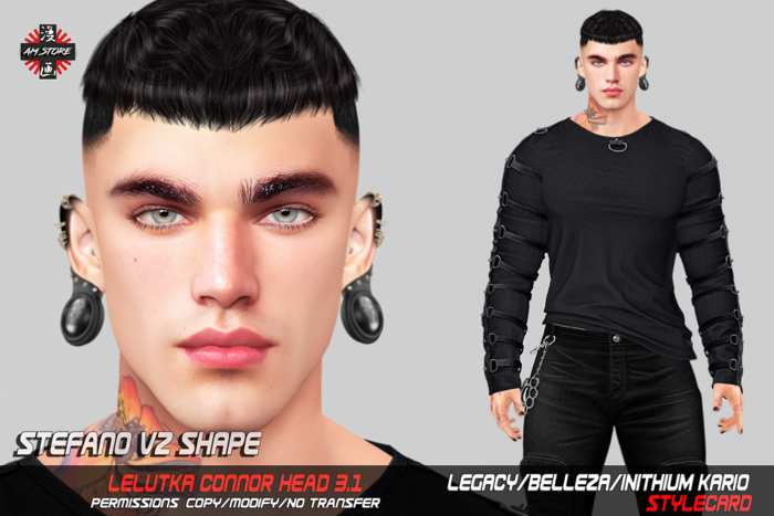 Second Life Marketplace - AM. Stefano V2 Shape Lelutka Connor Head 3.1 ...