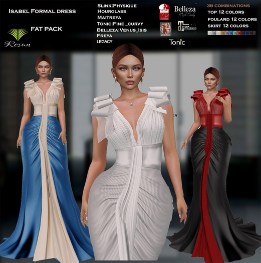 Second Life Marketplace - Res_Isabel long dress Fat Pack