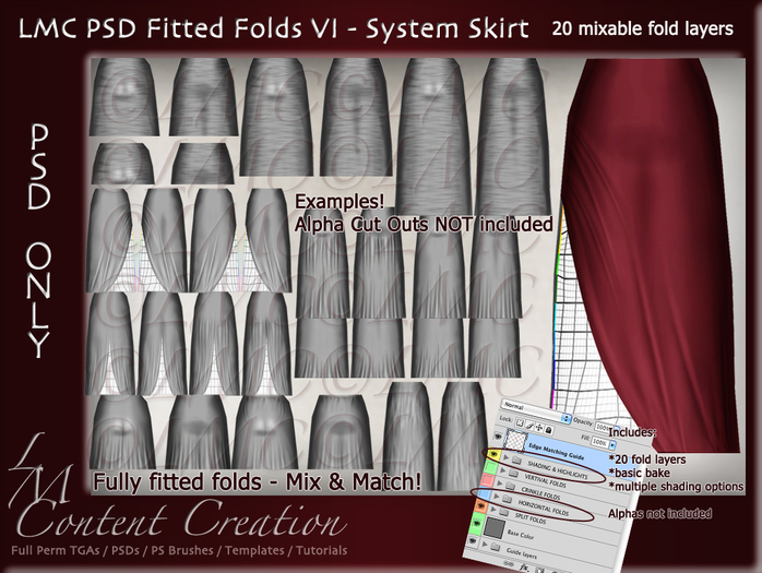 Second Life Marketplace - LMC PSD FILES - Fitted Folds VI - System ...