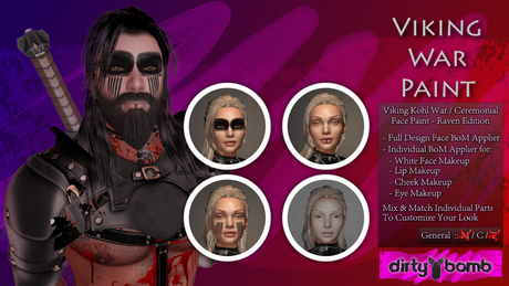 Second Life Marketplace - >db} Viking War Paint - Raven Edition - BoM