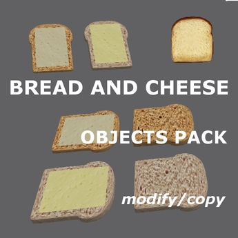 Second Life Marketplace - Bread and Cheese OBJECTS pack (modify/copy)