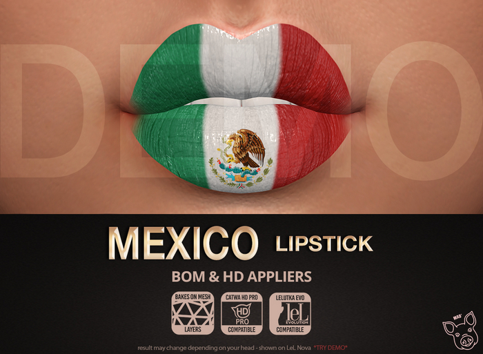 Second Life Marketplace - Mad' - Mexico Lipstick [DEMO] [BOM & HD APPLIERS]
