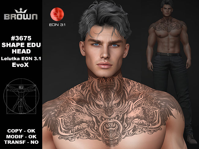 Second Life Marketplace - 3675 SHAPE EDU HEAD Lelutka EON 3.1 EvoX
