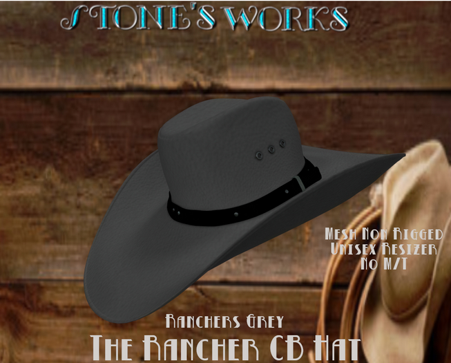 Second Life Marketplace - Rancher CB Hat Grey Stone's Works