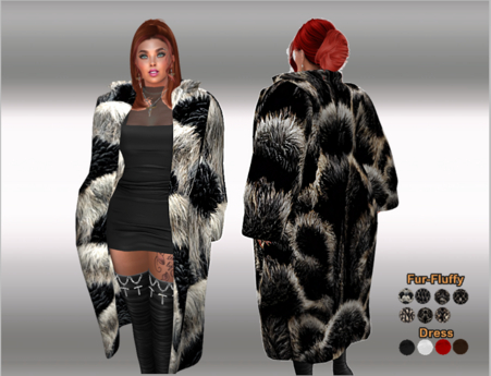 Second Life Marketplace - SET Long Fluffy Fur Winter Coat & Turtleneck ...