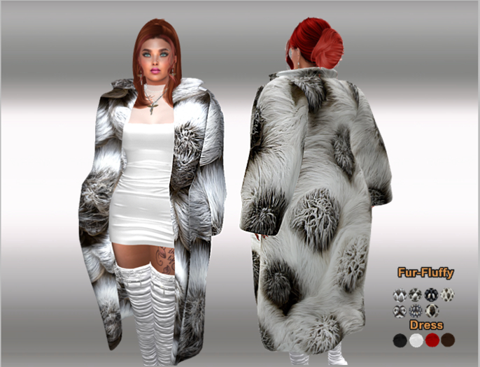 Second Life Marketplace - SET Long Fluffy Fur Winter Coat & Turtleneck ...