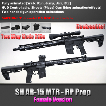 Second Life Marketplace - SH RP Prop Gun - AR-15 MTR (Female Version)