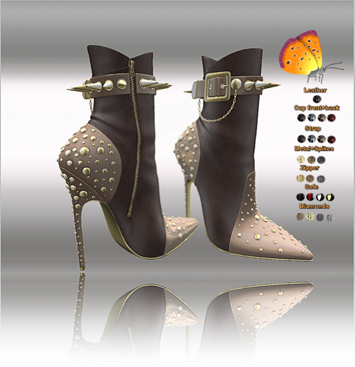 Second Life Marketplace - Boots Buckle, Rivets brown, Diamonds 23x ...