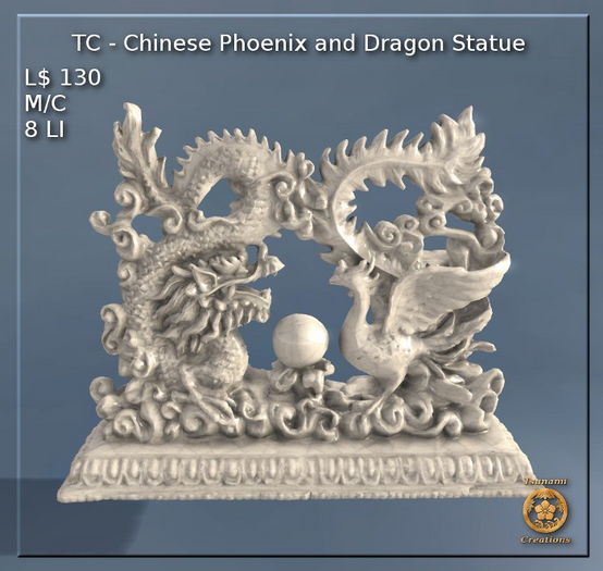 Second Life Marketplace - Chinese Phoenix and Dragon Statue