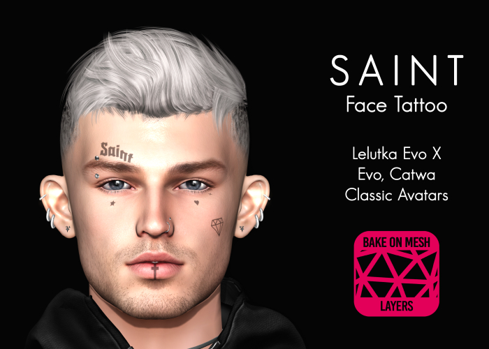 Second Life Marketplace - Saint Face Tattoo - Dark and Faded