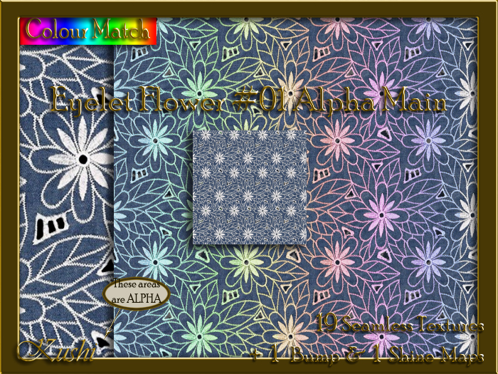 Second Life Marketplace - Eyelet Flower #01 Alpha Main Seamless Texture ...
