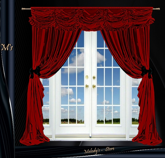 Second Life Marketplace - M's - Red curtain with black bows.