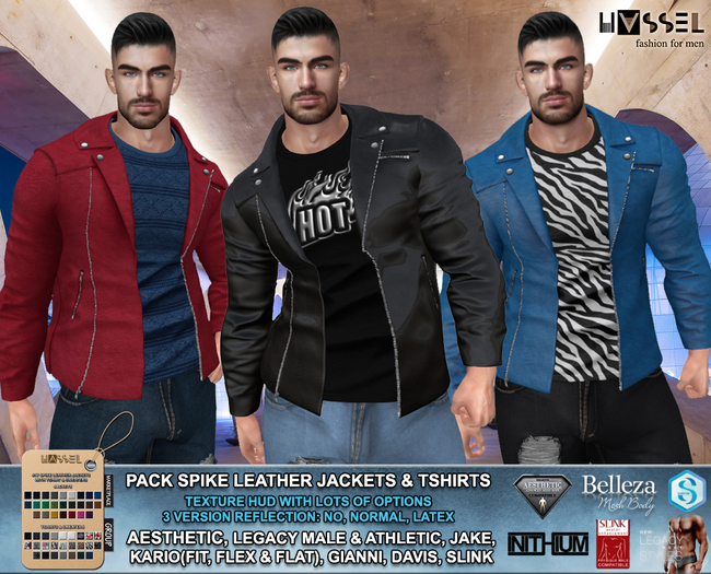 Second Life Marketplace - (HASSEL) PACK MENS OPEN LEATHER JACKETS WITH ...