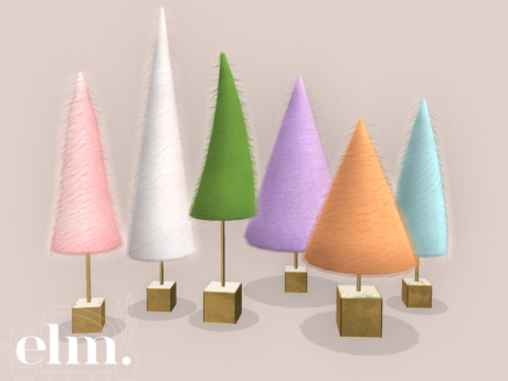 Second Life Marketplace - Elm. Whimsy Felt Trees [Pastel] Pack