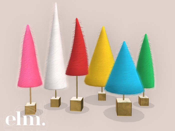 Second Life Marketplace - Elm. Whimsy Felt Trees [Bright] Pack