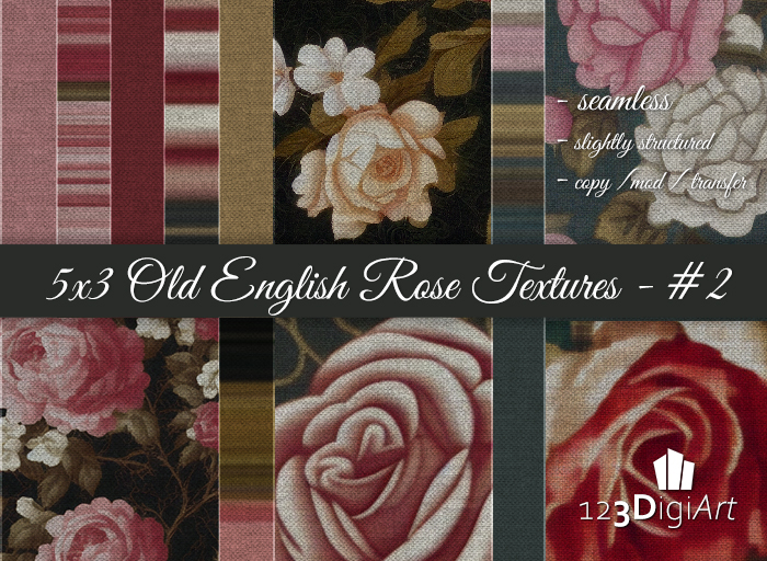 Second Life Marketplace - TEXTURES *AZ* OldEnglish Roses Fabric ...