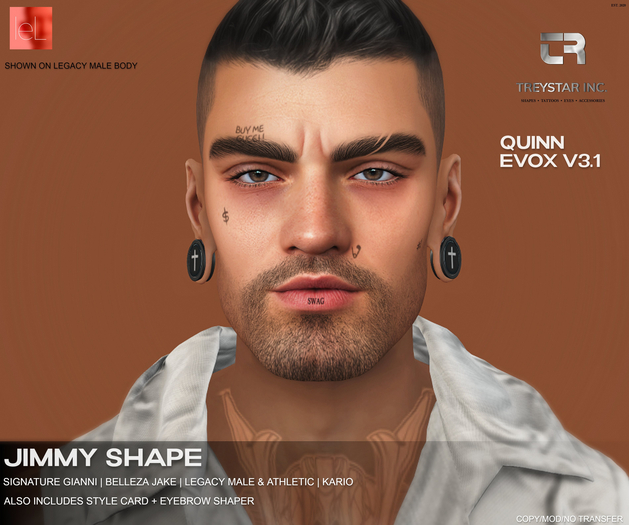 Second Life Marketplace - { Treystar Inc. } - Lelutka Quinn EvoX shape ...