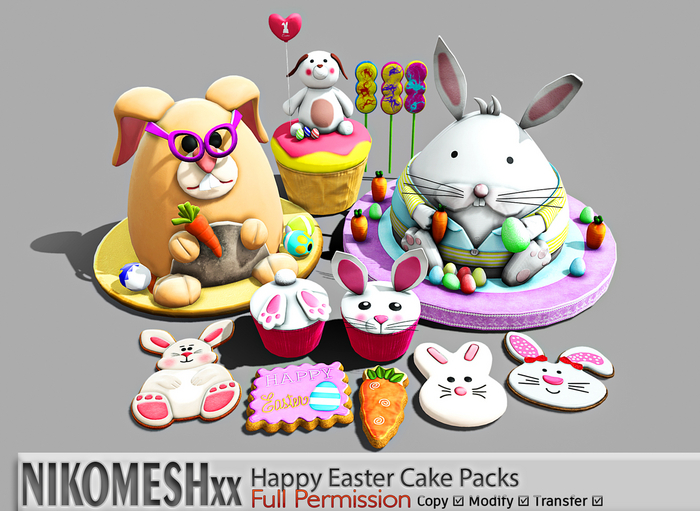 Second Life Marketplace - ::NIKOMESH::Full Permission Happy Easter Cake Packs