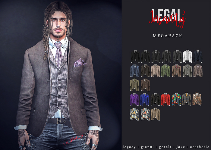 Second Life Marketplace - Legal Insanity - Trevor vest jacket MEGAPACK