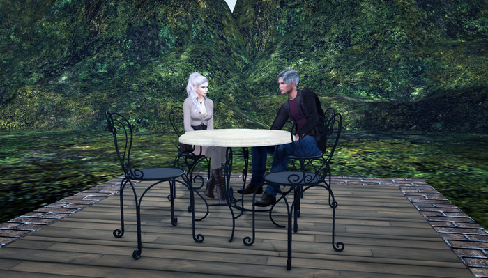 Second Life Marketplace - Rubble Wrought Iron and Marble Patio Set