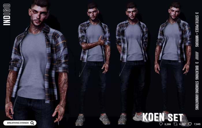 Second Life Marketplace - [InDiGo] Koen Breathing & Static Stands Set