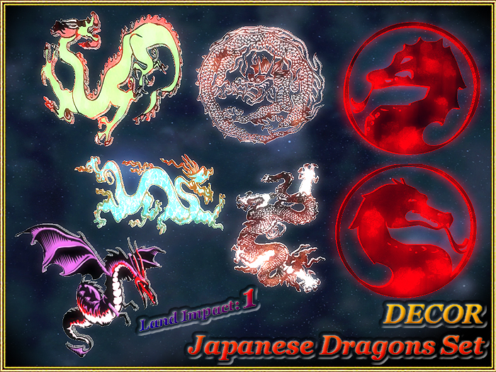 Second Life Marketplace - DECOR - Japanese Dragons Set (1 LI) (Full perm)