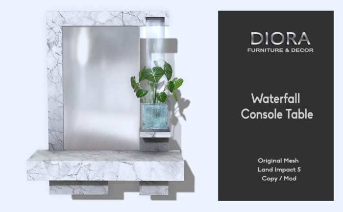 Second Life Marketplace - DIORA Waterfall Console Table White