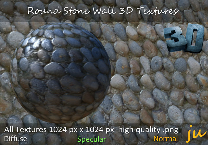 Second Life Marketplace - JU Round Stone Wall -P 3D Textures Full Perm