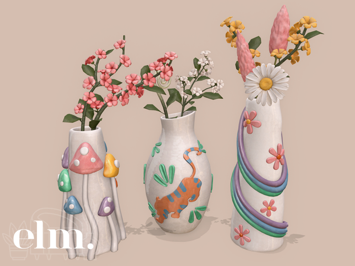 Second Life Marketplace - Elm. Piper Flower Vase [Pack #2]