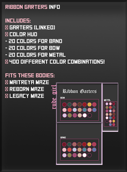 Second Life Marketplace - .+ Rude Girl +. Ribbon Garters - Maitreya ...