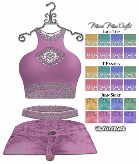 Second Life Marketplace - Graffitiwear Pastel Micro Mini Outfit