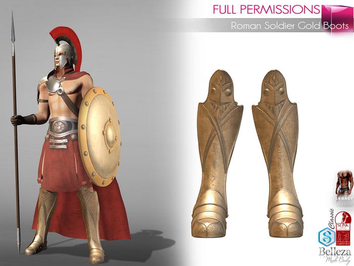 Second Life Marketplace - MI Full Perm Roman Soldier Gold Boots For ...