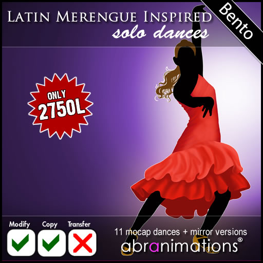 Second Life Marketplace - 11 Latin Merengue Inspired Solo Dances