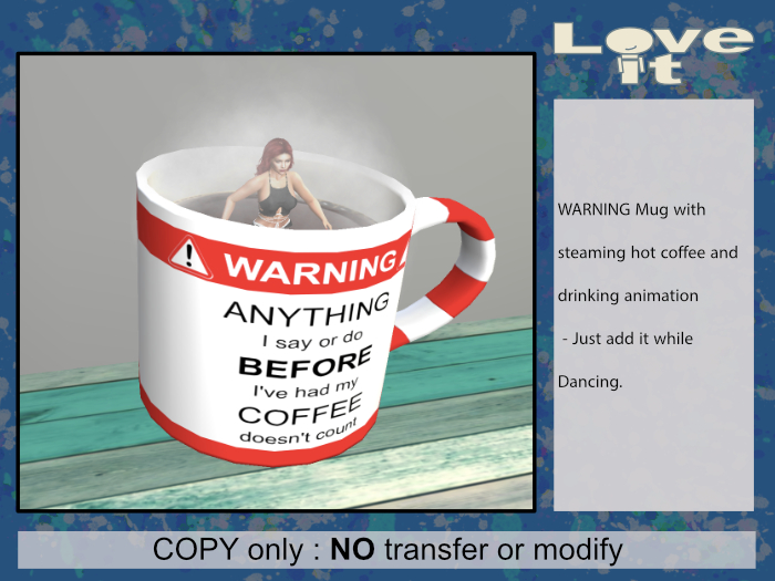 Second Life Marketplace - Giant Steaming Coffee Cup Mug - Warning Sign ...