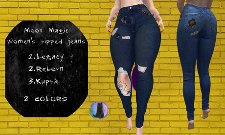 Second Life Marketplace - ::MM:: Moon Magic women's ripped jeans - 2 Colors