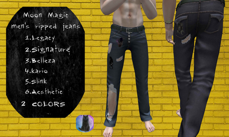 Second Life Marketplace - ::MM:: Moon Magic Men's ripped jeans - 2 Colors