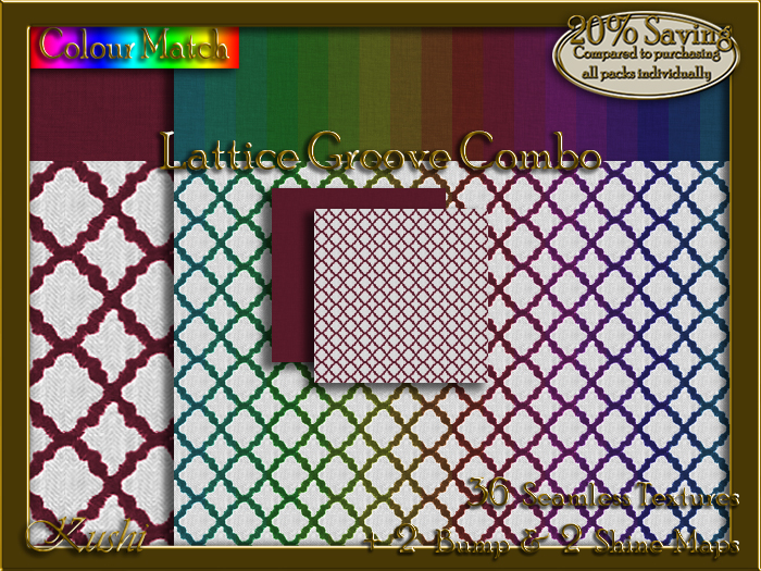 Second Life Marketplace - Lattice Groove Combo Seamless Texture Bundle