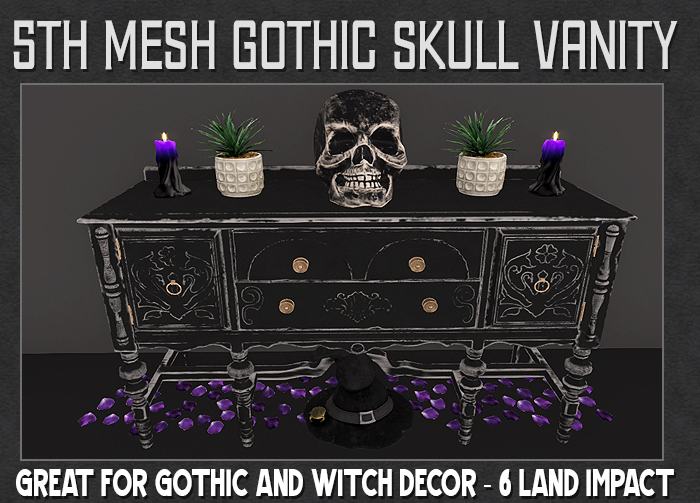 Second Life Marketplace - 5TH~ Mesh Gothic skull Vanity Decor