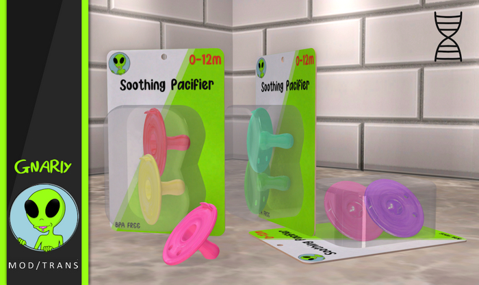 Second Life Marketplace - Gnarly. - Soothing Pacifier Pack - Pink ...