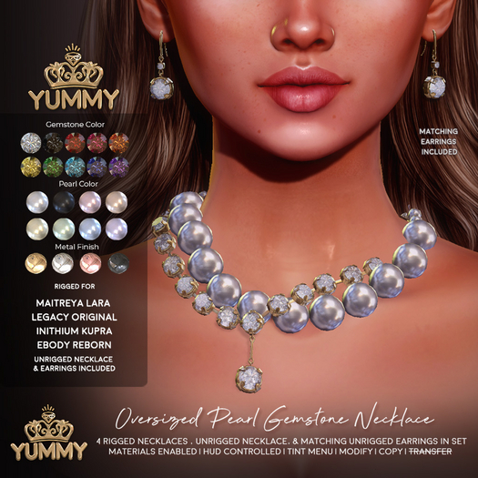 Second Life Marketplace - (Yummy) Oversized Pearl Gemstone Necklace