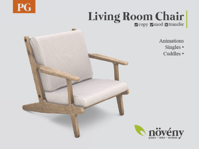 Second Life Marketplace - Noveny - Living Room Chair - PG