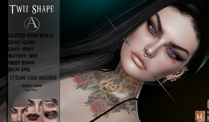 Second Life Marketplace - +ARANA+ Twiz Shape - VIVIAN Lelutka EvoX