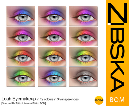 Second Life Marketplace - Zibska [50% Off] BOM Pack ~ Leah Eyemakeup in ...