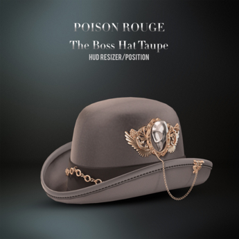 Second Life Marketplace - POISON ROUGE The Boss Hat - Taupe (Unisex)