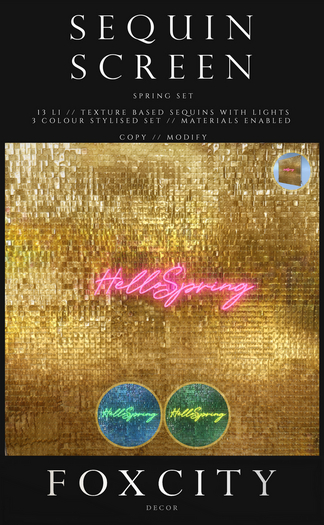 Second Life Marketplace - FOXCITY. Decor - Sequin Screen (Spring Set)