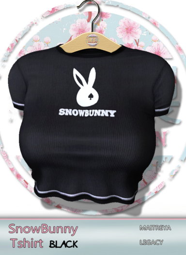 Second Life Marketplace - SnowBunny Tshirt [Black] WEAR TO UNPACK