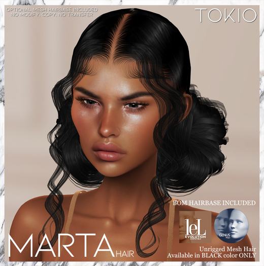Second Life Marketplace - TOKIO Hair - MARTA Alpha Hair - Black