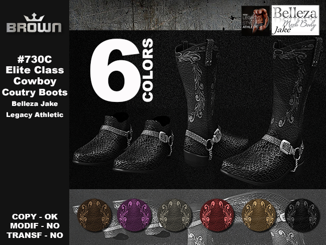 Second Life Marketplace - 730 Elite Class Cowboy Country Boots ATHLETIC ...
