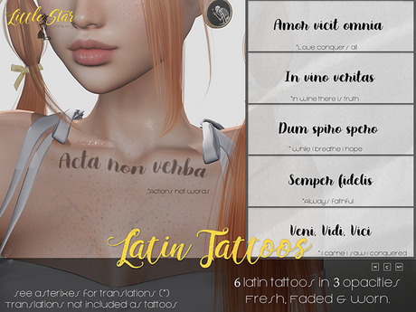 Second Life Marketplace - Little Star : Latin Chest Tattoos