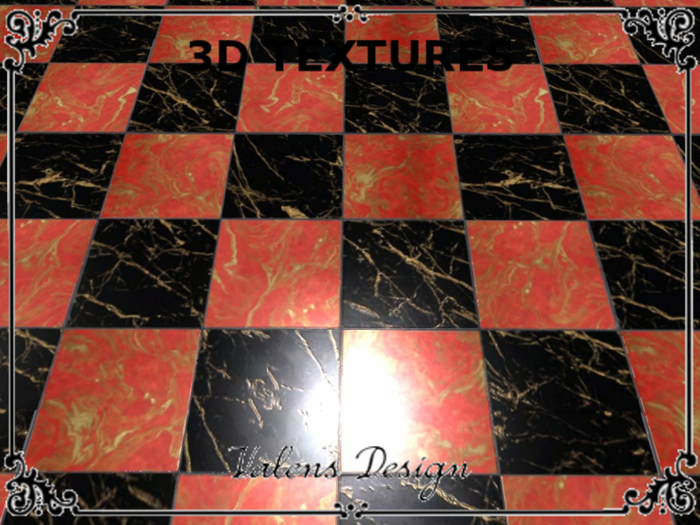 Second Life Marketplace - 3D TEXTURES Red and black marble gold tile ...